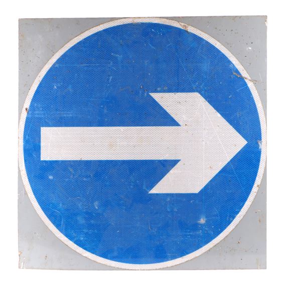 Directional | A metal road sign directional arrow sign, 60cms square ...