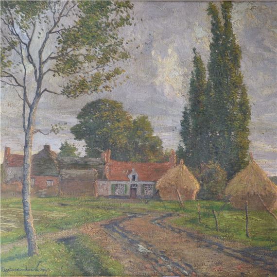 Marten Van Der Loo | Haystacks in front of a farmstead | MutualArt