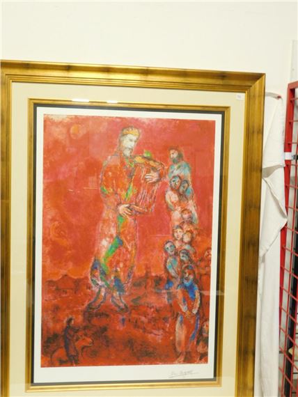 Marc Chagall | standing Rabbi with Torah and a group of eleven figures ...