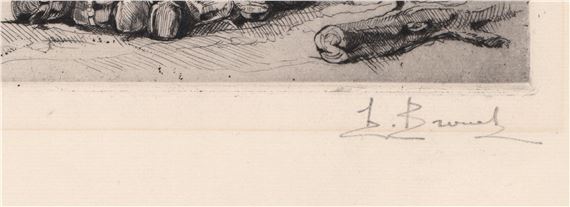 Auguste Brouet | Auguste Brouet Signed Etching [WWI Camp] | MutualArt