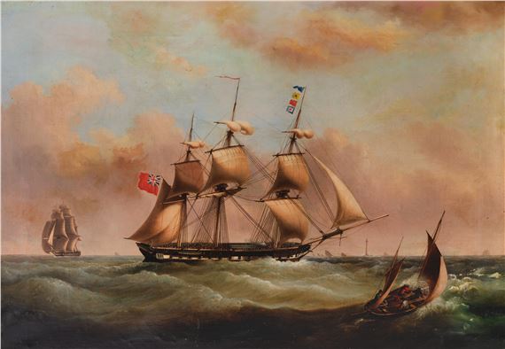 Thomas Lyde Hornbrook | The frigate HMS Forte beating her way up the ...