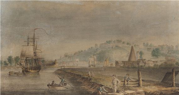 Nicholas Pocock | Bristol with Prewitt St Glasshouse (1784) | MutualArt