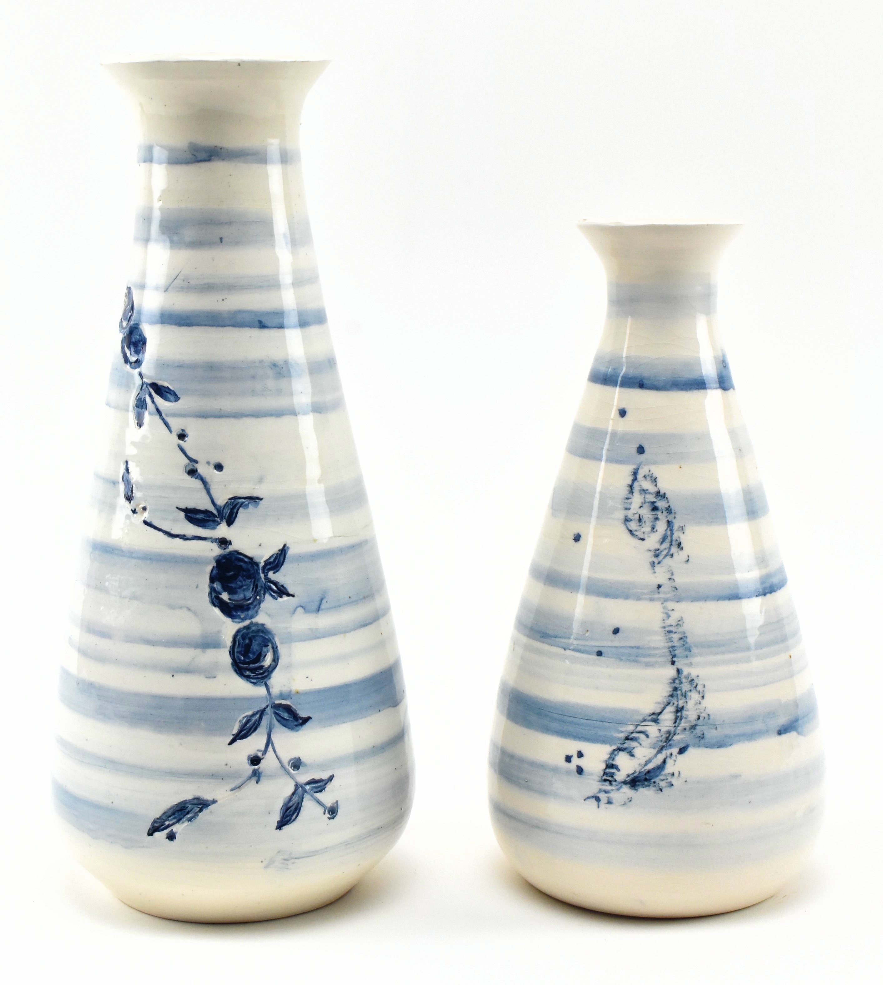 Ken Blezad | TWO KAY POTTERY CORNWALL BLUE AND WHITE VASES | MutualArt