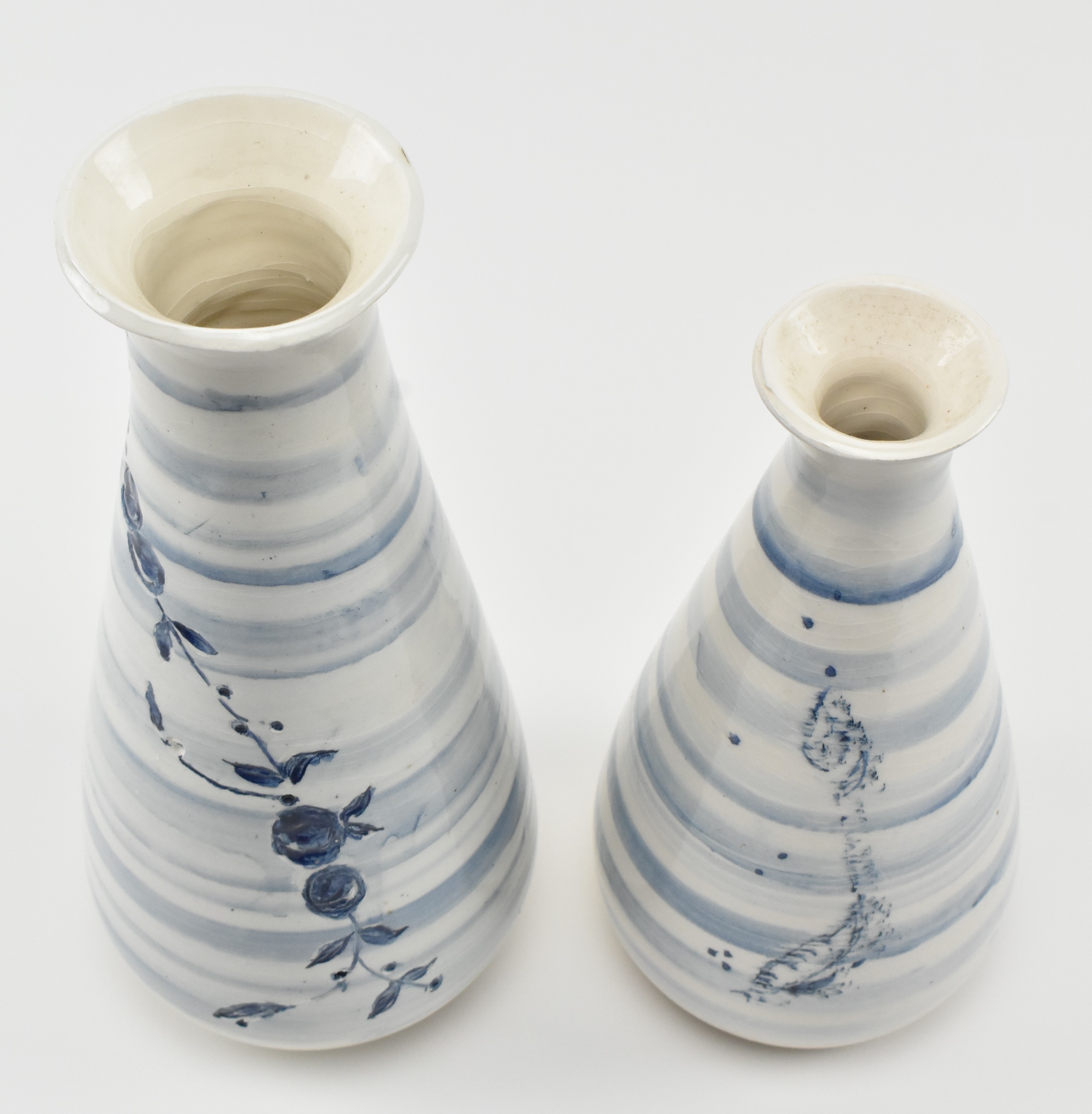 Ken Blezad | TWO KAY POTTERY CORNWALL BLUE AND WHITE VASES | MutualArt