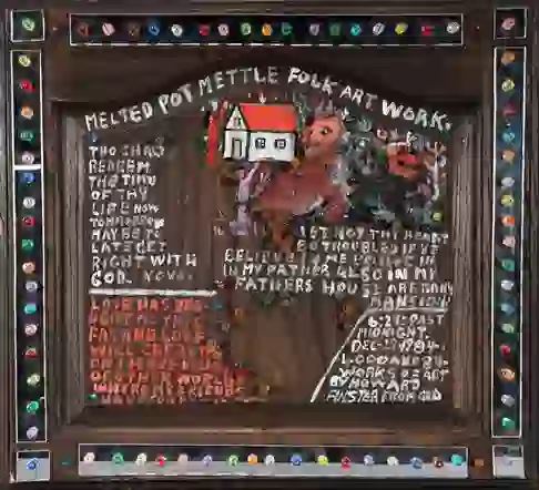 Howard Finster | Melted Pot Mettle Folk Art Work (1984) | MutualArt