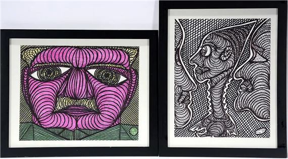 Ted Gordon | Purple Face and Long Neck Portrait (2001 - 2006) | MutualArt