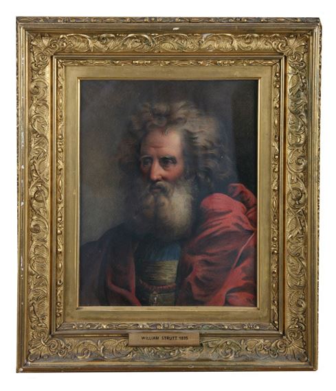 William Strutt | Portrait of a Dutch Tronie wearing a crimson cloak, on ...