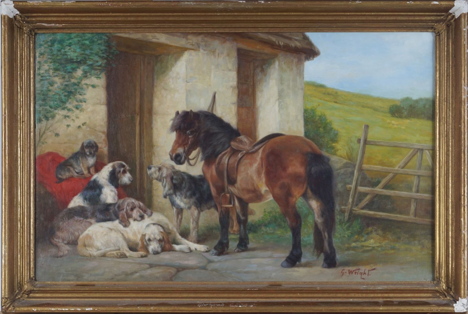 G. Wright | Shetland pony and dogs | MutualArt