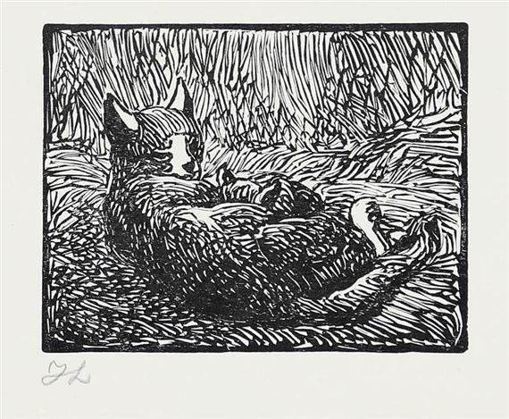 Johannes Larsen | Kat med killinger (1952) | MutualArt