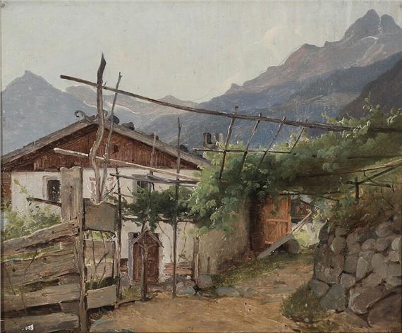 Vilhelm Petersen | A farm with a pergola in the Alps (Circa 1850 ...