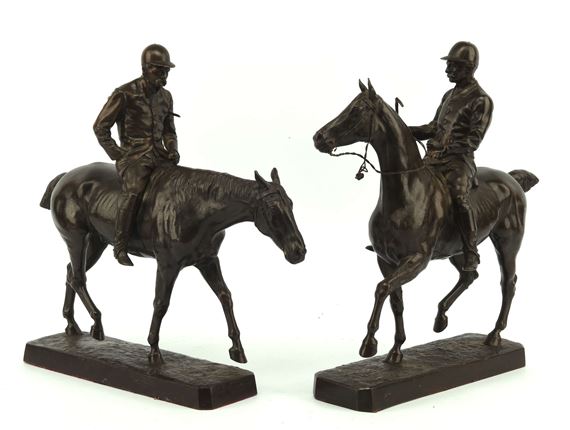 Walter Roche | a pair of brown patinated bronze equestrian figures one ...