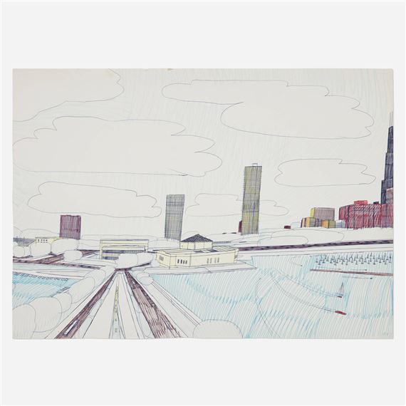 Wesley Willis | Untitled (Chicago scene) (1987) | MutualArt