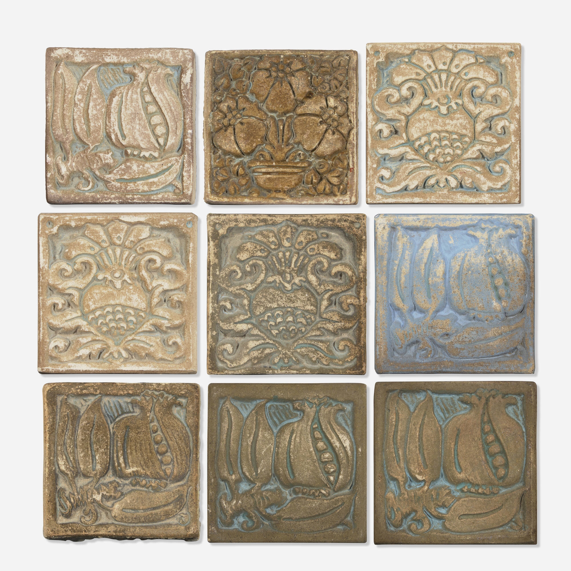 Ernest Batchelder | Collection of nine tiles (Circa 1920) | MutualArt