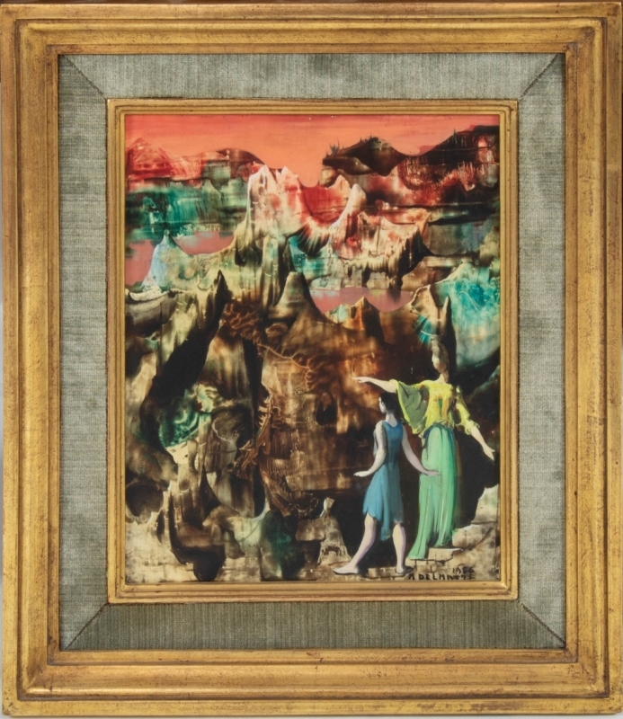 Marcel Delmotte | Personnages dans un paysage onirique (1956) | MutualArt