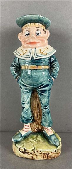 Palmer Cox | Majolica Palmer Cox Sailor Candleholder | MutualArt