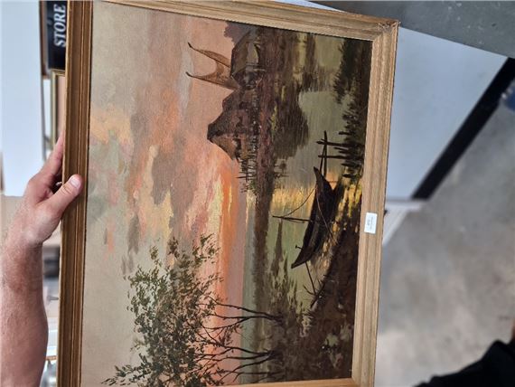 Crispin Villafuerte Lopez | A 1950s Filipino oil painting of river ...