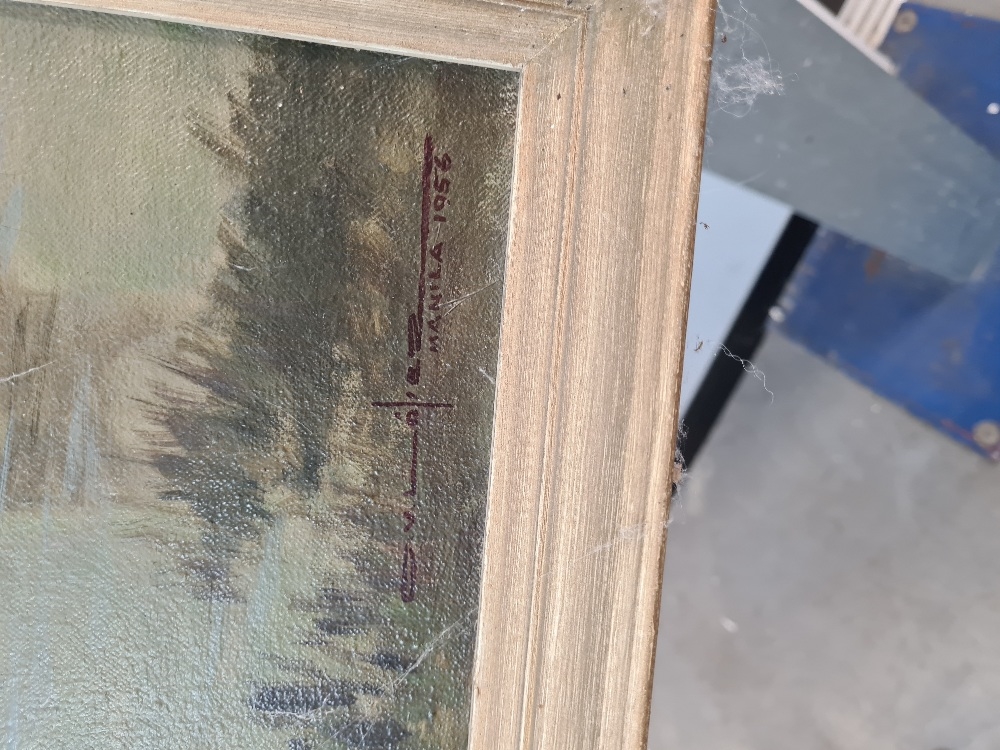 Crispin Villafuerte Lopez | A 1950s Filipino oil painting of river ...