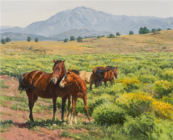 Bill Owen | Bill Owen (1942-2013) Cowboy and Cattle (1987) | MutualArt