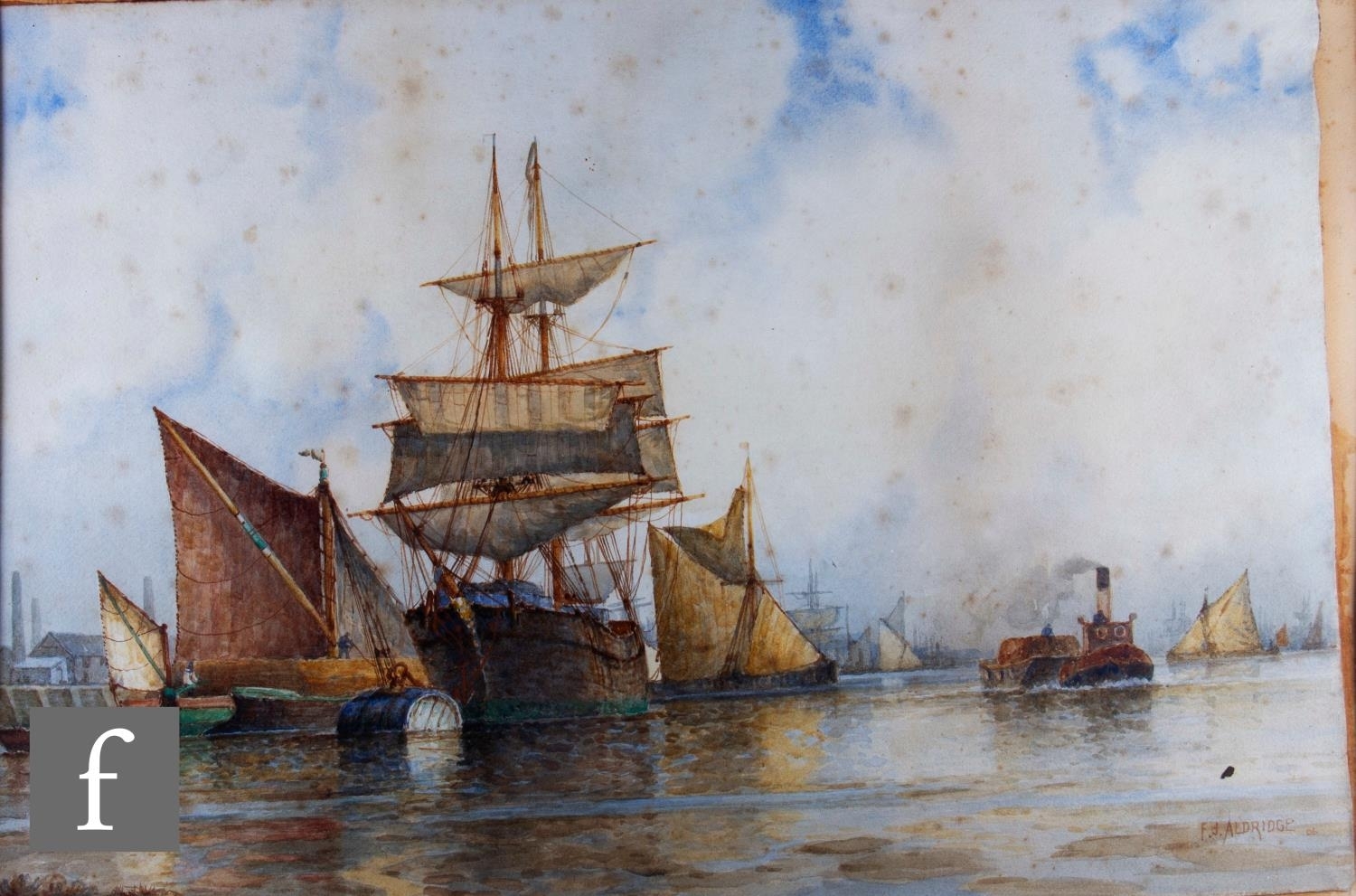 Frederick James Aldridge | Sailing vessels in a harbour | MutualArt