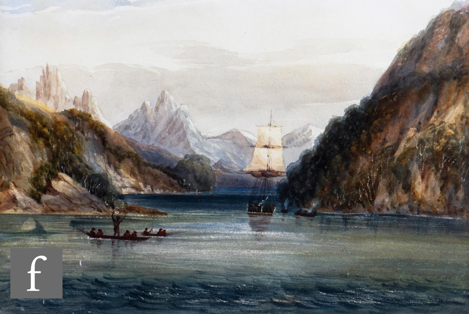 Conrad Martens | 'HMS Beagle being hailed by Fuegians' | MutualArt