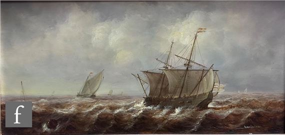Jean Laurent | Dutch fishing boats in a swell | MutualArt
