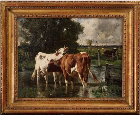 Emile Lummen | . Two cows in a meadow | MutualArt