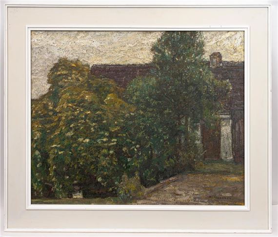Adolf Hölzel | Trees in front of a house. (1853) | MutualArt