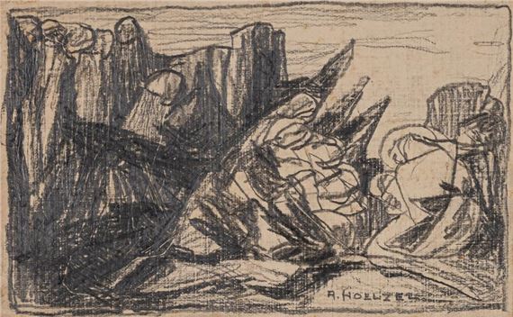 Adolf Hölzel | Figurative scene in landscape, 1922. (1853) | MutualArt