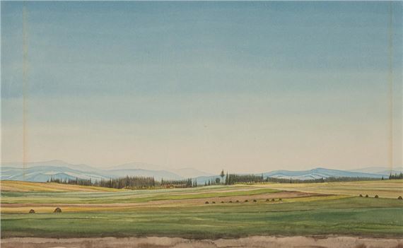 Franz Lenk | Vast landscape with mountains in the background, 1931 ...