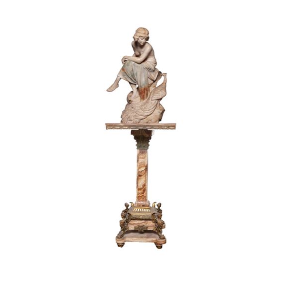 Galileo Pochini | Galileo Pochini Italian Marble Statue of a Woman With ...