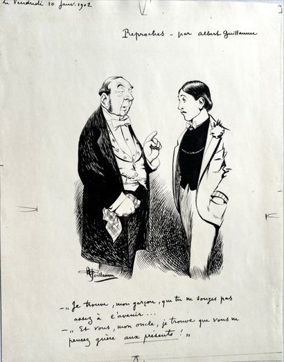 Albert Guillaume | Albert Paul GUILLAUME (1873-1942) Reproaches Ink ...