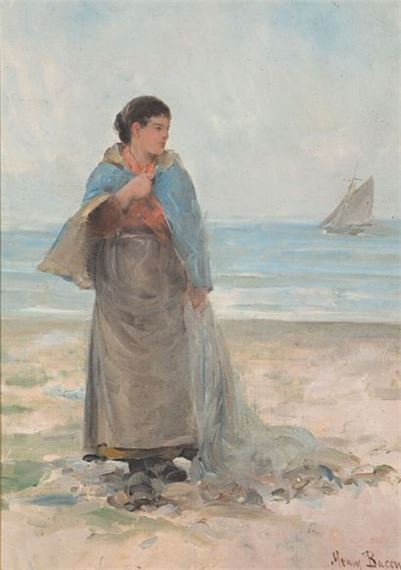 Henry Bacon | Henry BACON born 1839 The young girl with a net Oil on ...