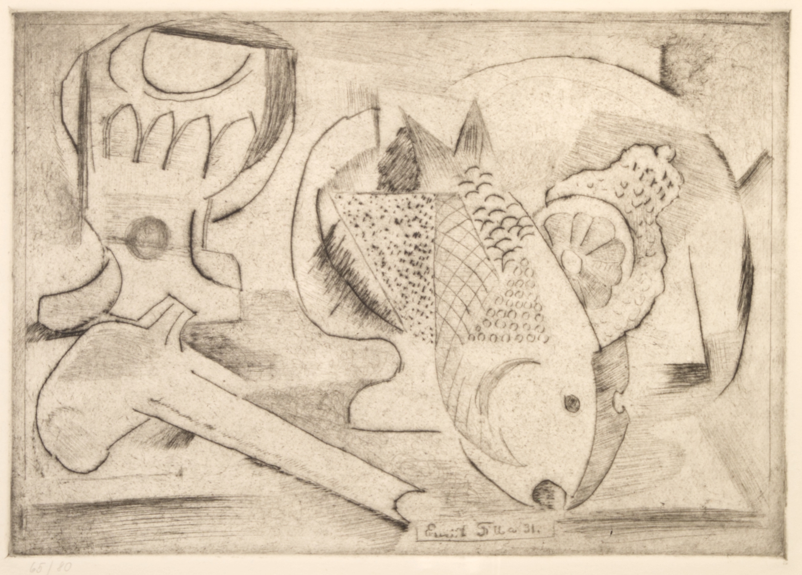 Emil Filla | STILL LIFE WITH A FISH (1931) | MutualArt