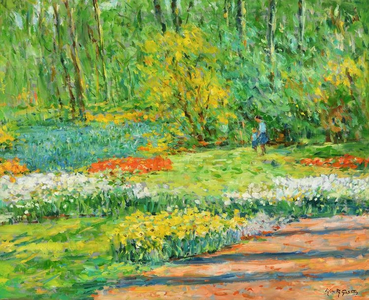 Max Agostini | Max AGOSTINI (1914-1997) Mother and child in a flowerbed ...