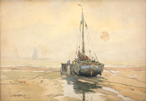 Louis Reckelbus | Vissersboot aan het strand | MutualArt