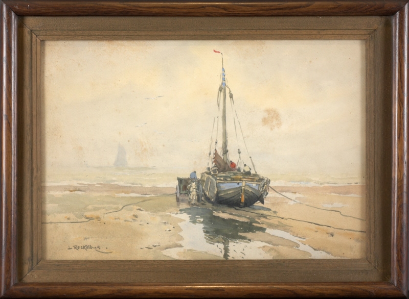 Louis Reckelbus | Vissersboot aan het strand | MutualArt