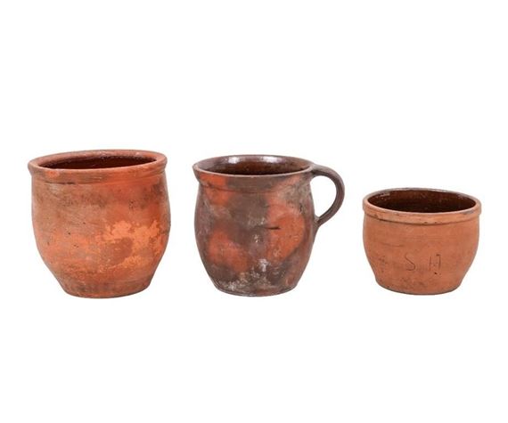 John Bell | THREE UNGLAZED REDWARE POTS | MutualArt