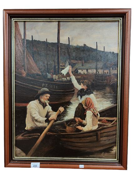Ron Ritchie | RON RITCHIE OIL ON CANVAS HARBOUR SCENE | MutualArt