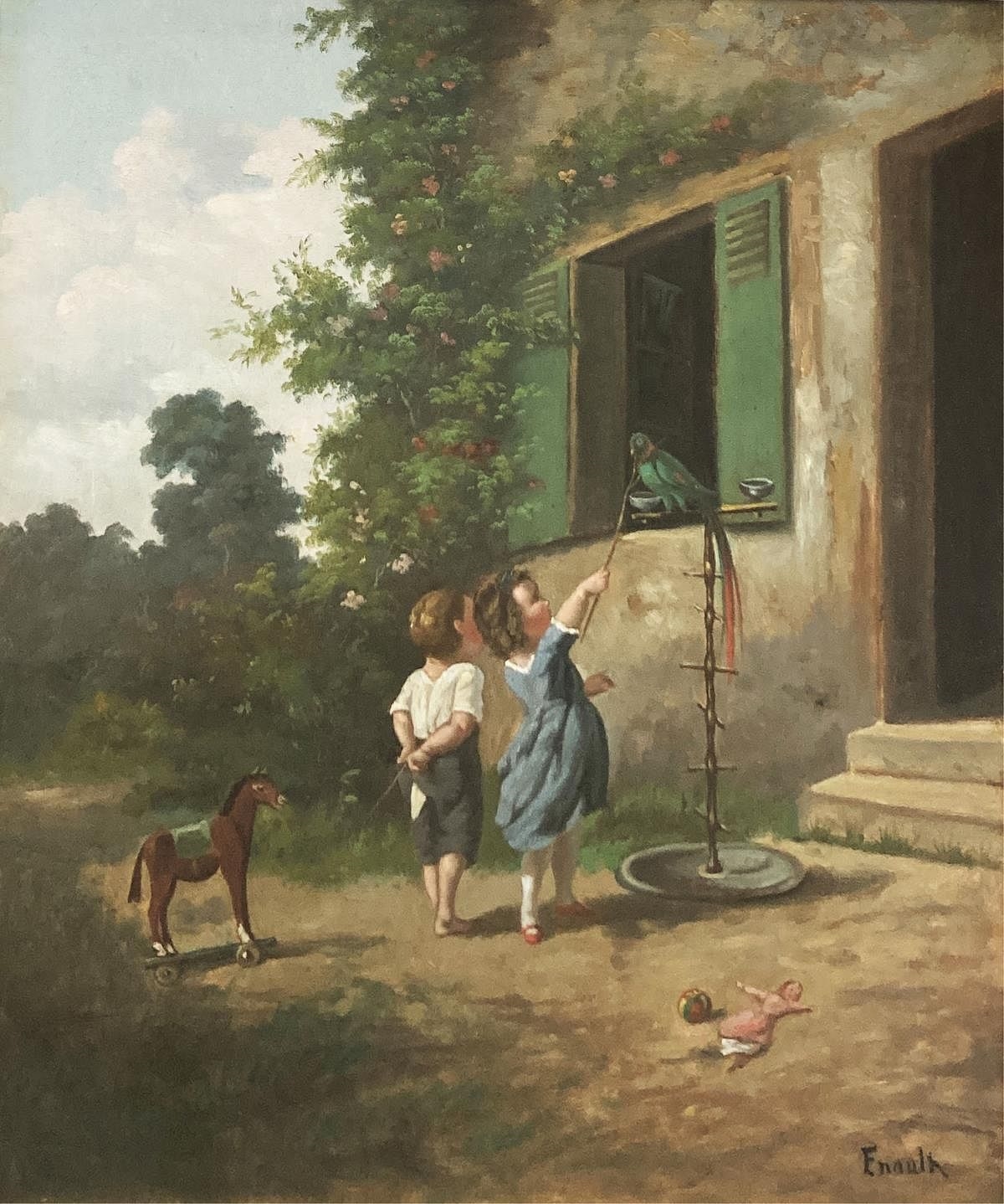 Alex-Louise Enault | Alix Louise Enault - Children Playing with Parrot ...