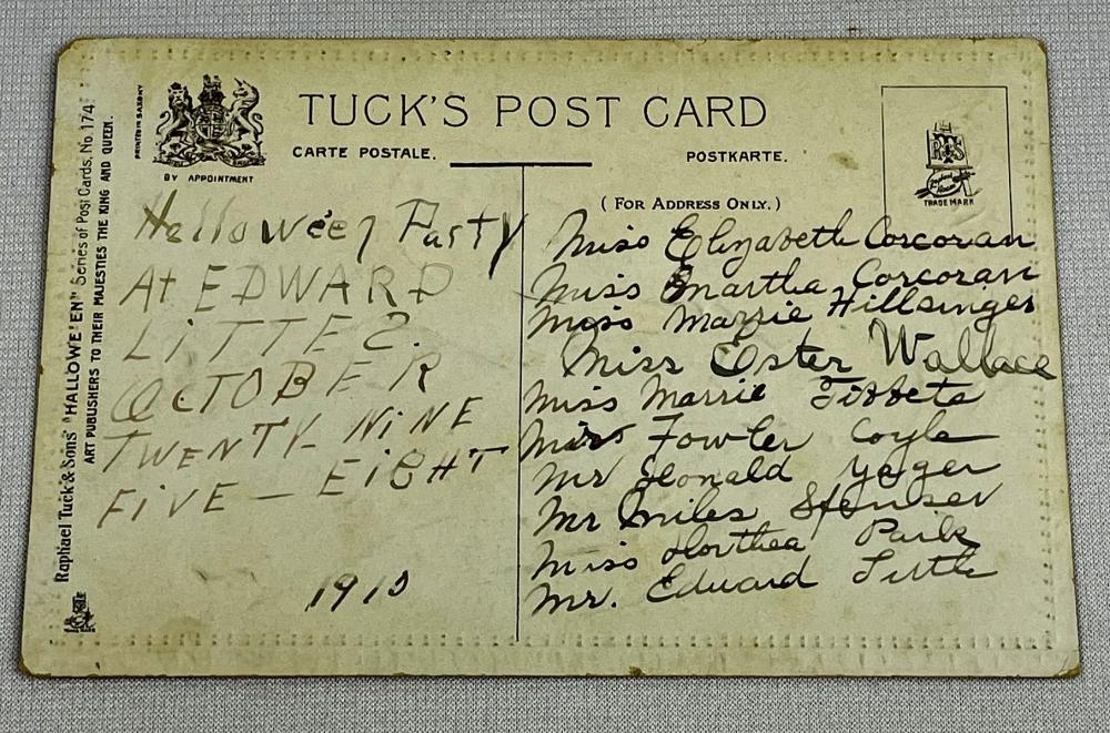 Raphael Tuck | Antique 1910 Young Boy Carrying a JOL Candy Bucket Embossed Postcard by Raphael ...