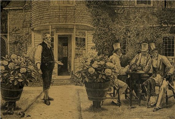 John Vine | A PEN AND INK CARICATURE DRAWING ON PAPER DEPICTING THREE ...