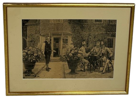 John Vine | A PEN AND INK CARICATURE DRAWING ON PAPER DEPICTING THREE ...