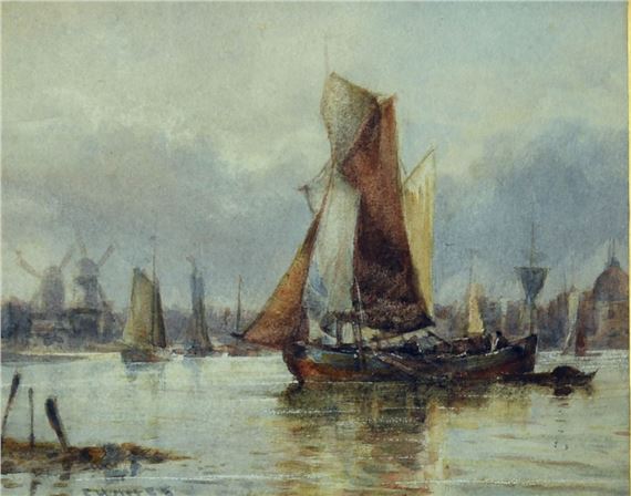Edwin Hayes | Sail Boats in a Harbour | MutualArt