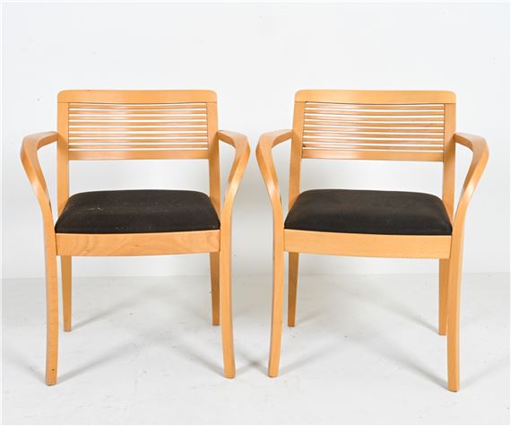 Joseph & Linda Ricchio | 2) KNOLL PROTOTYPE BEECH ARMCHAIRS | MutualArt