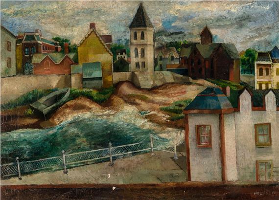 John Heliker | Coastal Village Scene | MutualArt