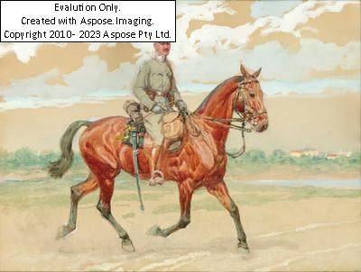 Ludwig Koch | A soldier on horseback in a river landscape (1917 ...