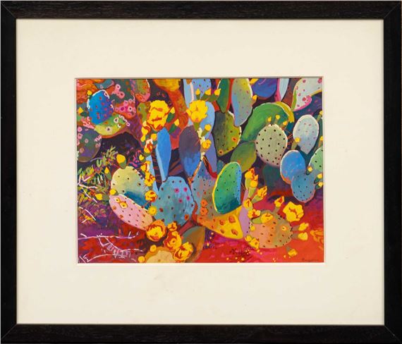 Janet Eager Krueger | Cactus with Yellow Blooms | MutualArt