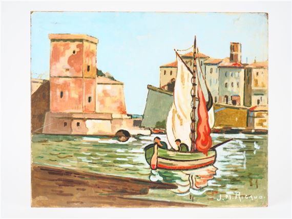 J. M. Rigaud | voilier dans un port du midi | MutualArt