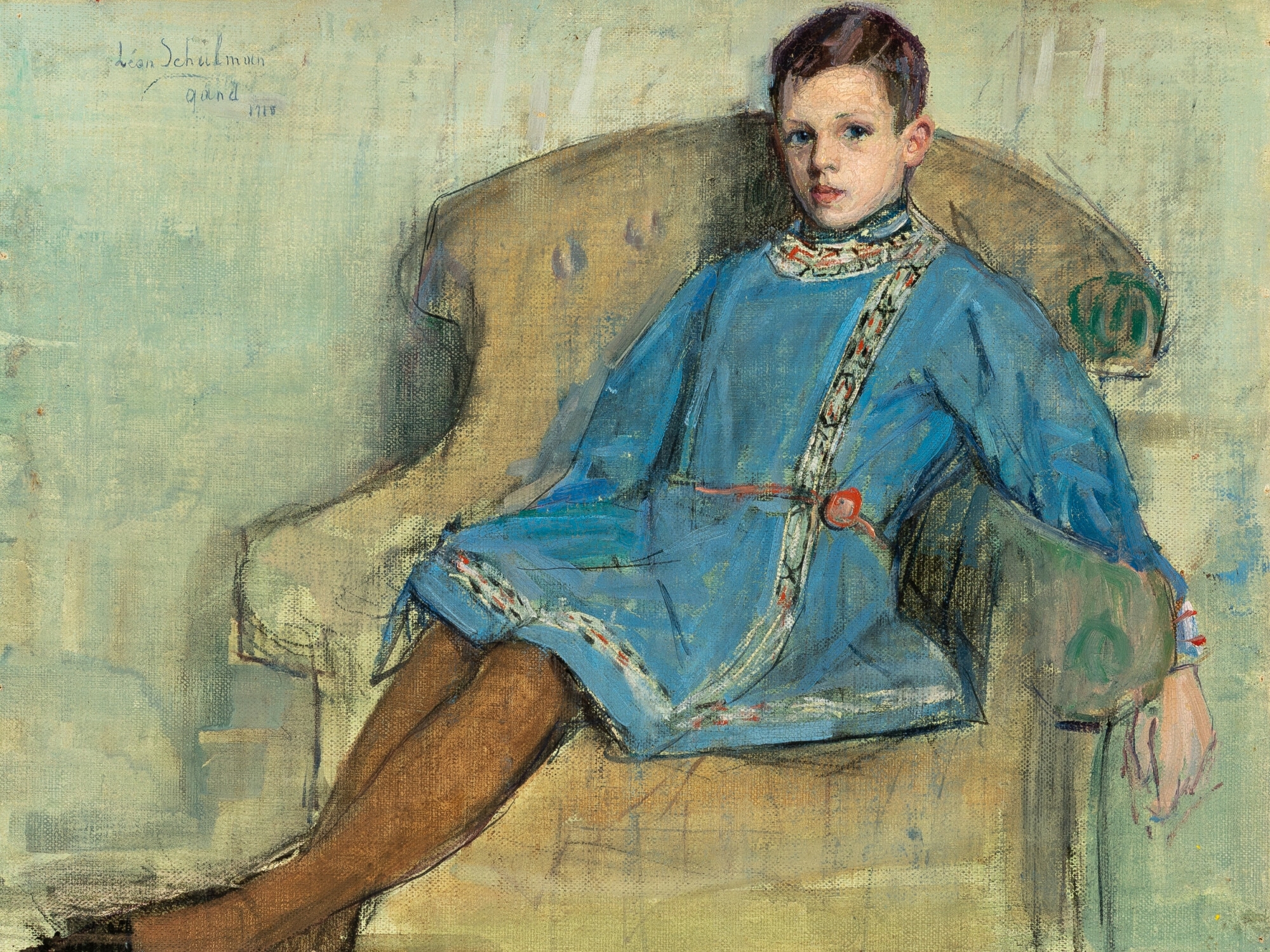 Leon Gaspard | Seated boy in Russian costume (1910 (1910) | MutualArt
