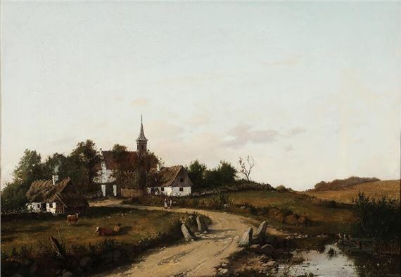Vilhelm Petersen | A view of Nødebo Church near Esrum Lake (1837 ...
